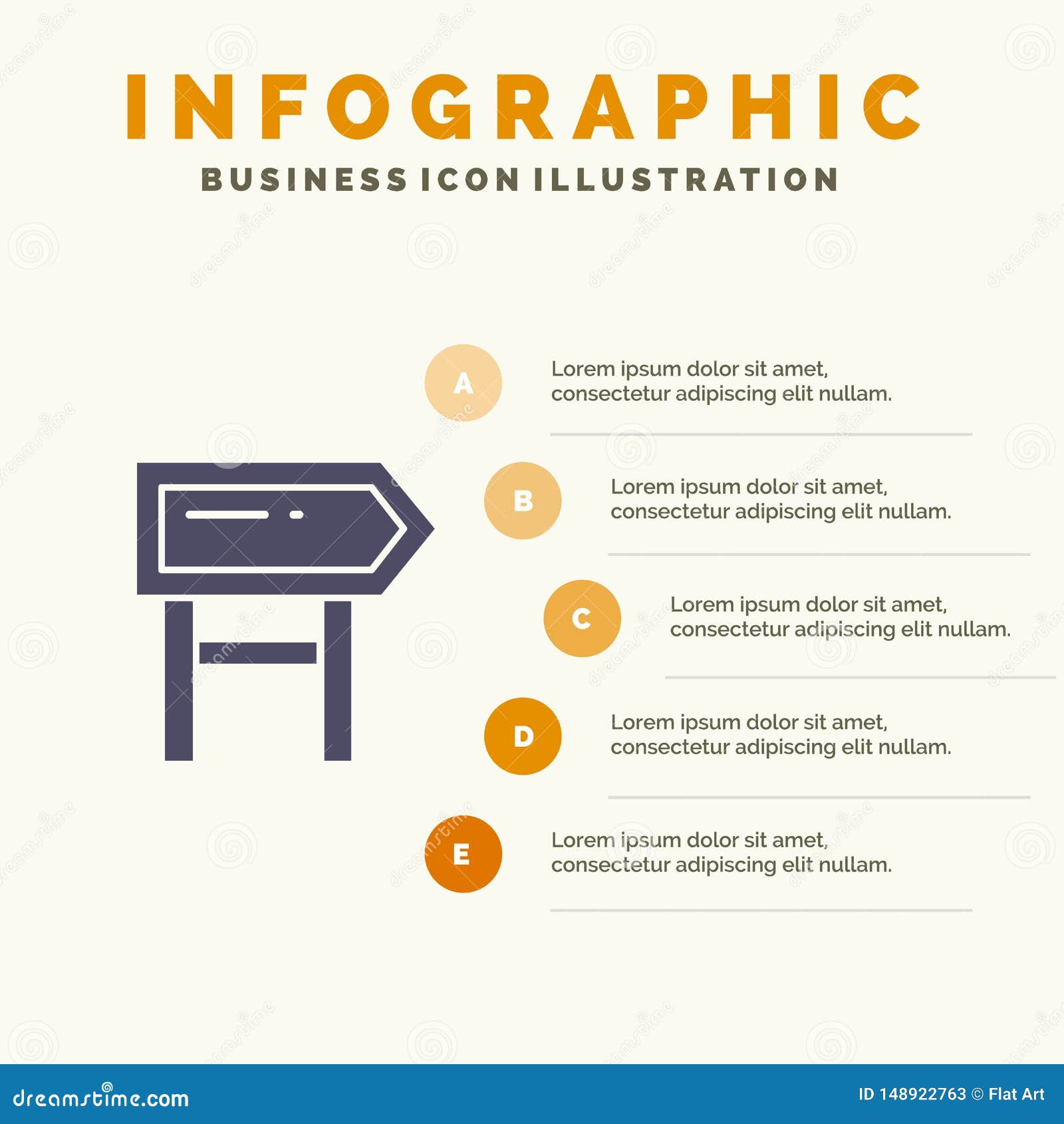 Direction, Board, Location, Motivation Solid Icon Infographics 5 Steps ...