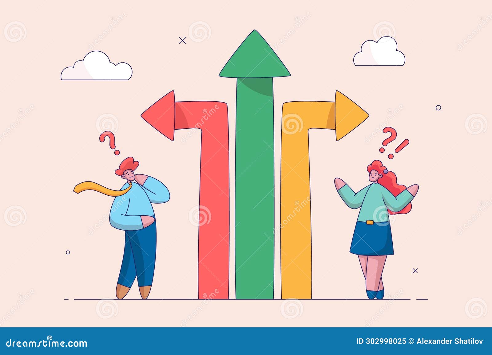Direction Choice Concept. Crossroad or Decision for Career Path ...