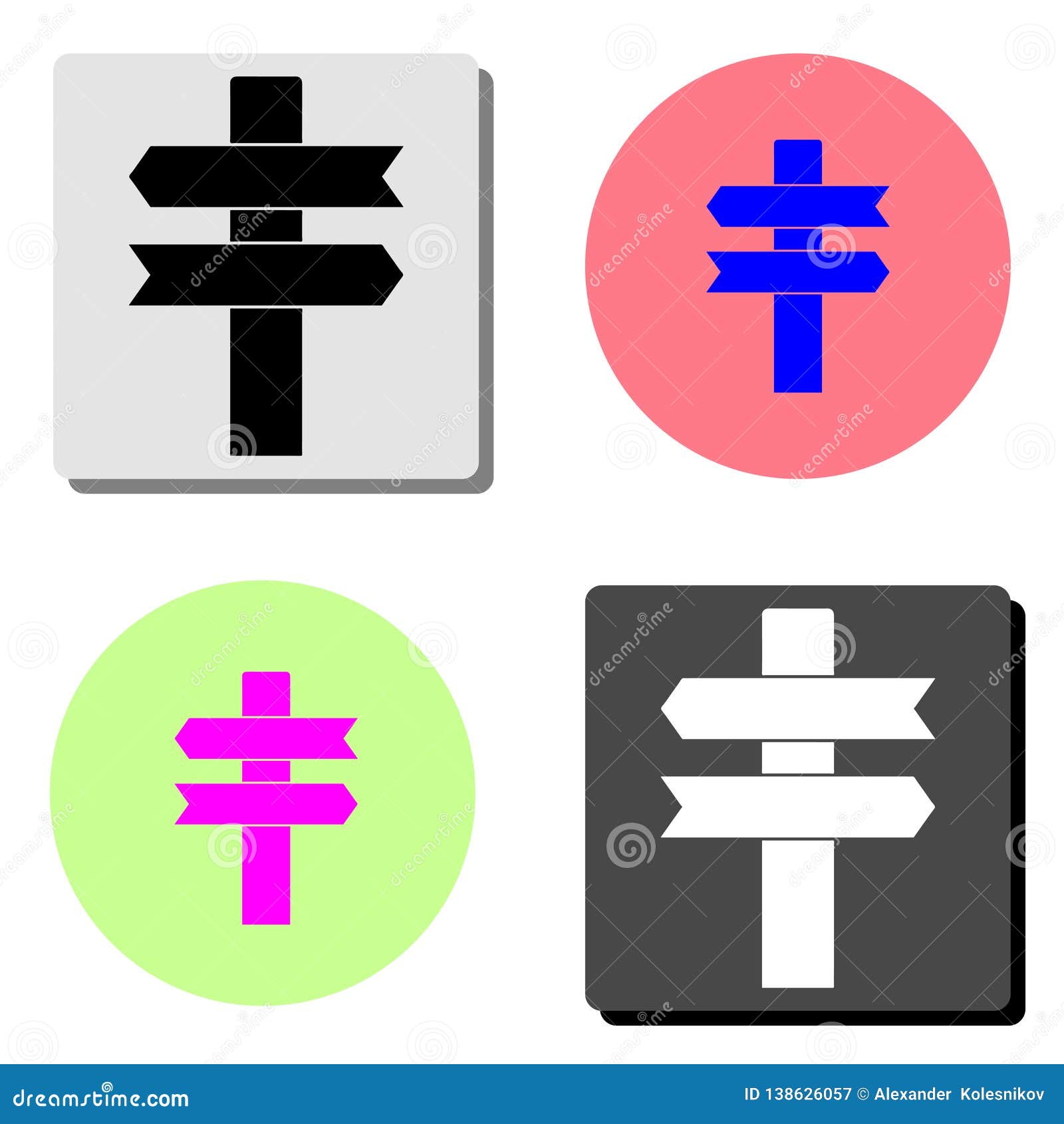 Direction Column. Flat Vector Icon Stock Illustration - Illustration of ...