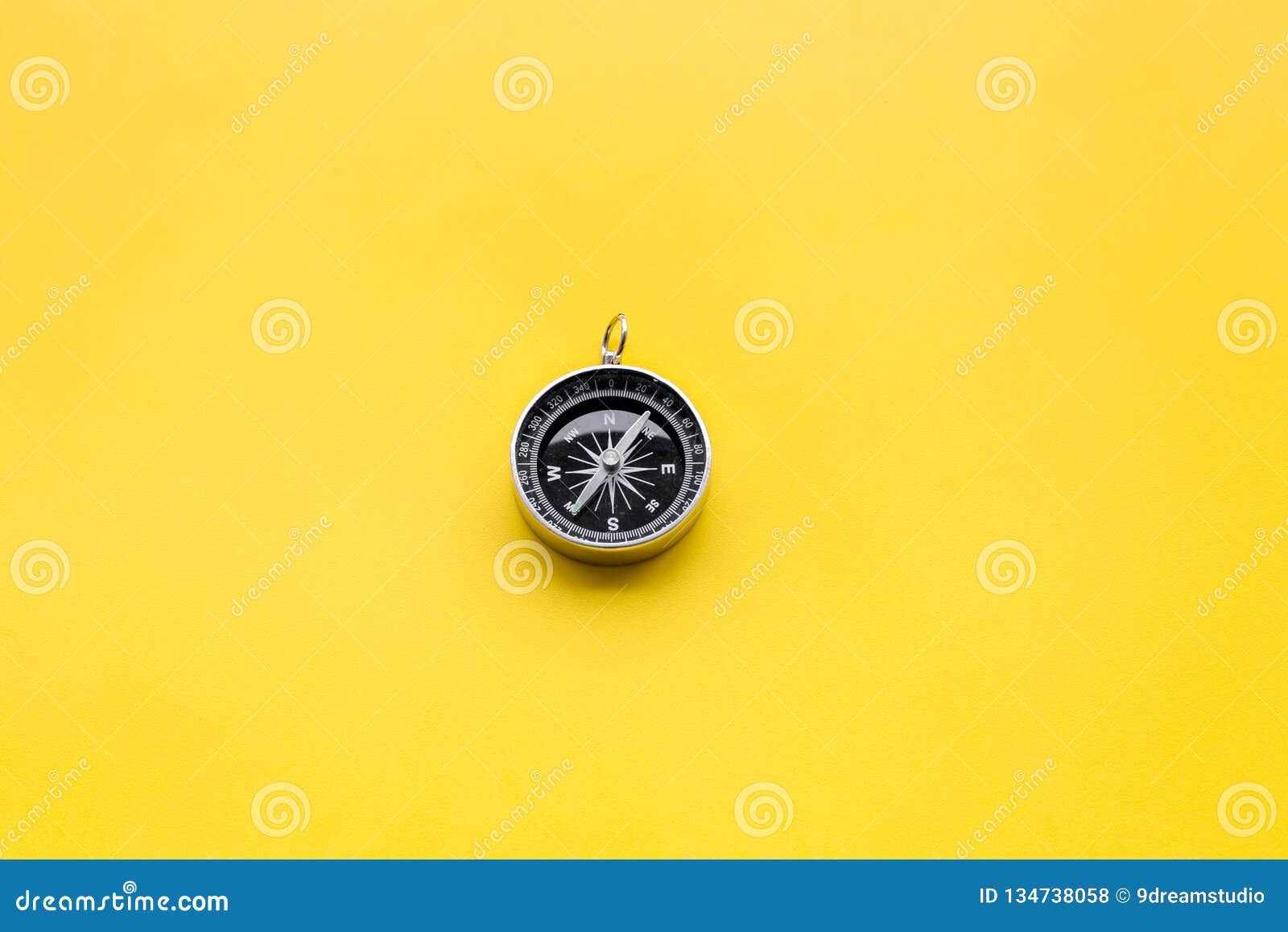 Direction Concept with Compass on Yellow Background Top View Mockup ...