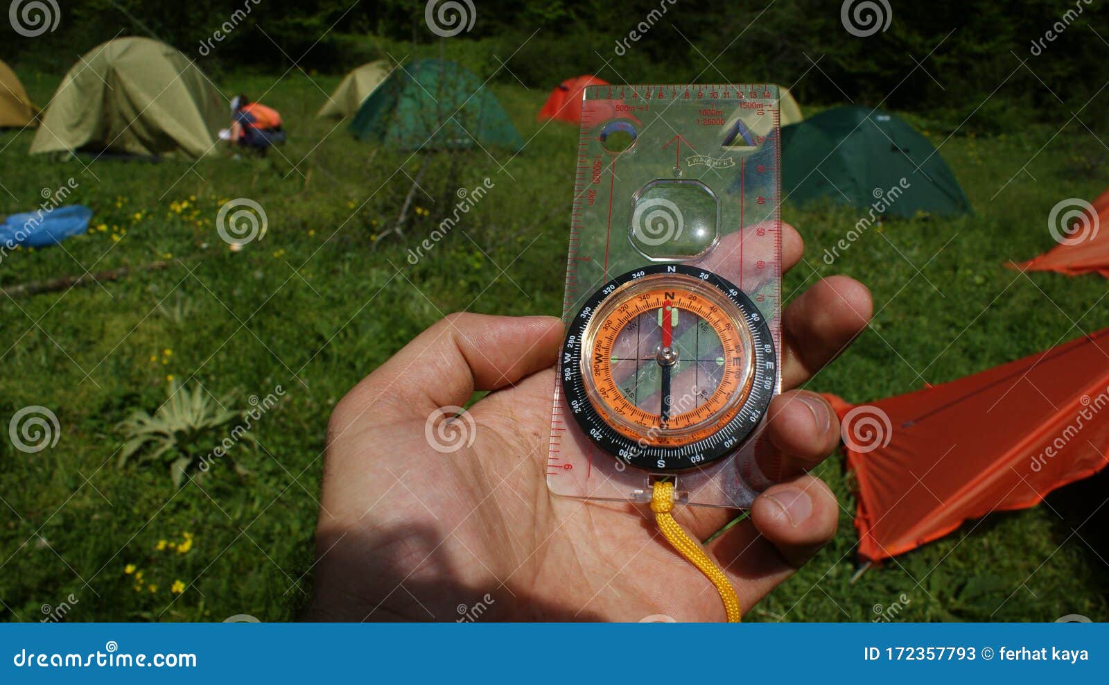 Direction Finding Activity with Compass Stock Image - Image of kamp ...