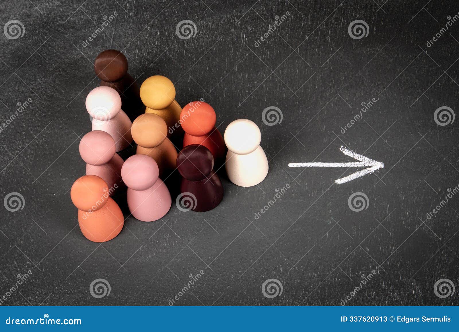 Direction Indication Concept. Wooden Human Figures on a Chalkboard ...