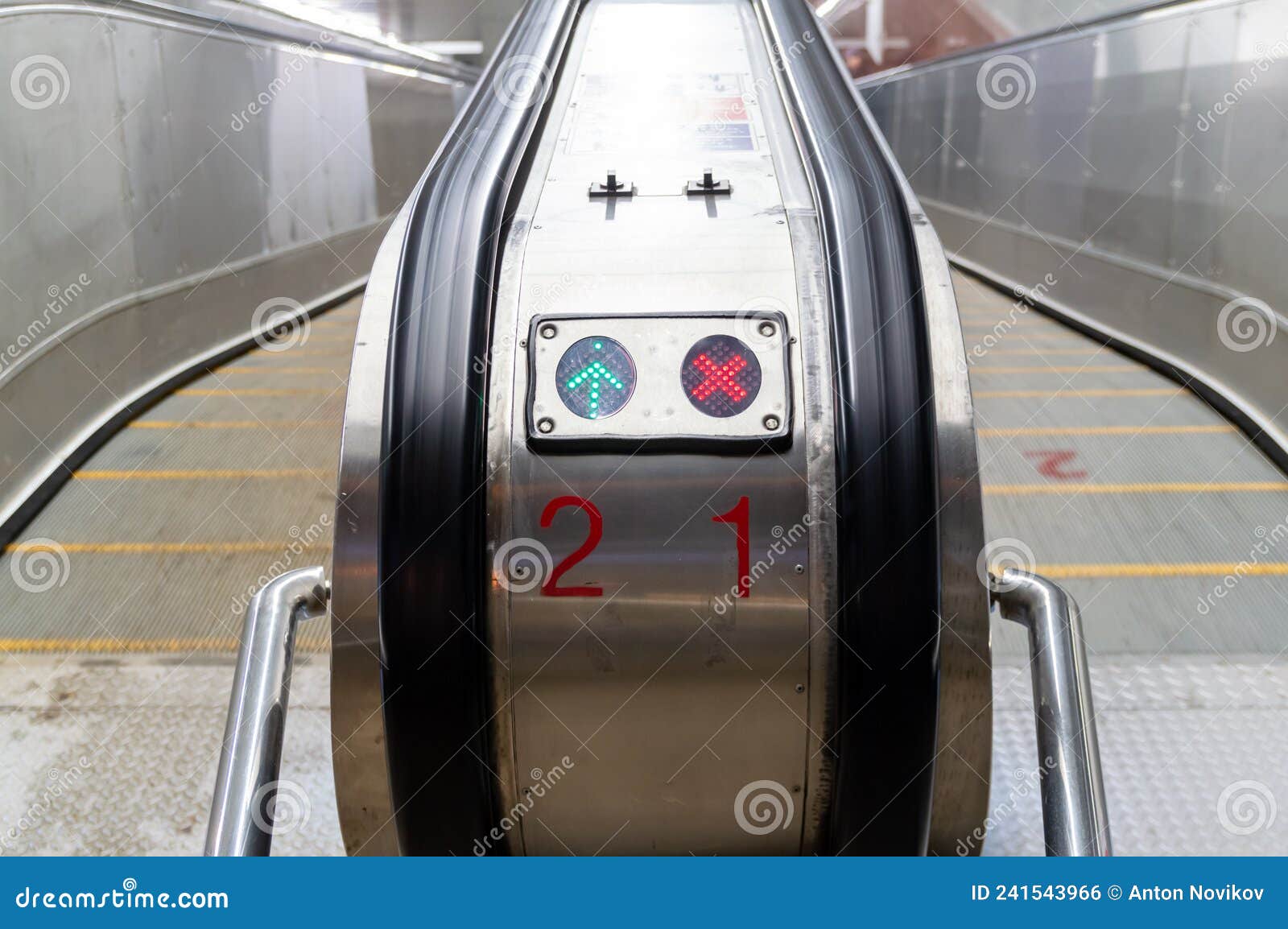 The Direction Indicator of the Escalator Stock Photo - Image of sign ...