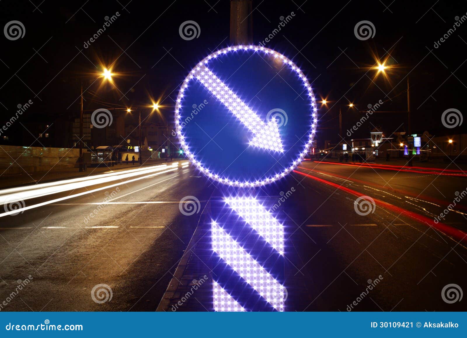 Direction Indicator and Light Trails Stock Image - Image of modern ...