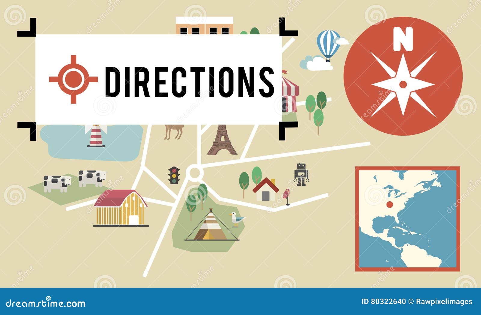 Direction Journey Location Magnetic Navigation Concept Stock ...