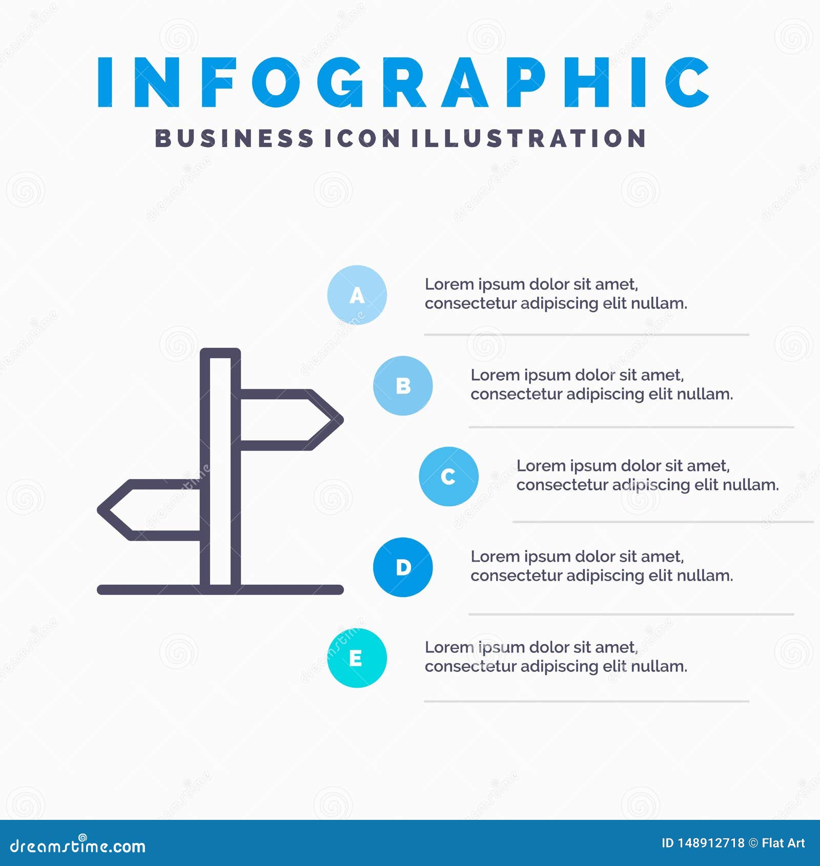 Direction, Logistic, Board, Sign Line Icon with 5 Steps Presentation ...