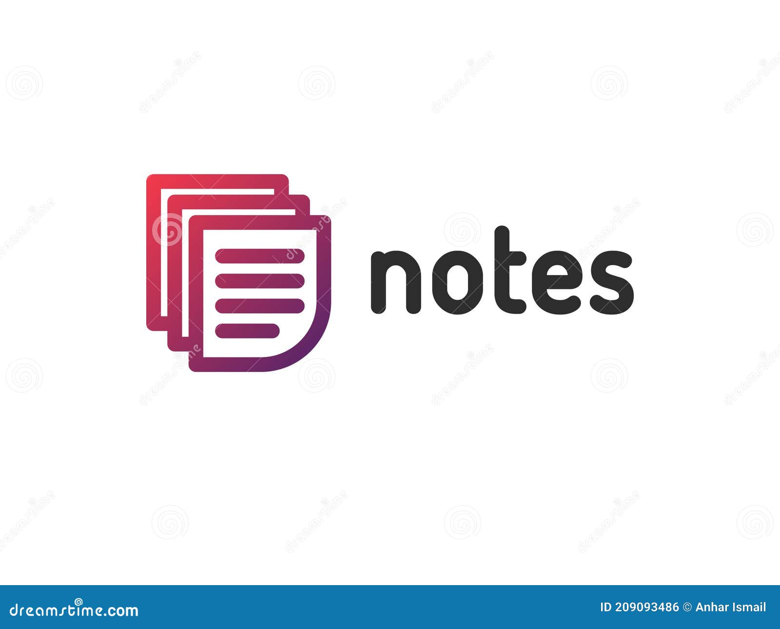 Notes Logo Design stock vector. Illustration of document - 209093486