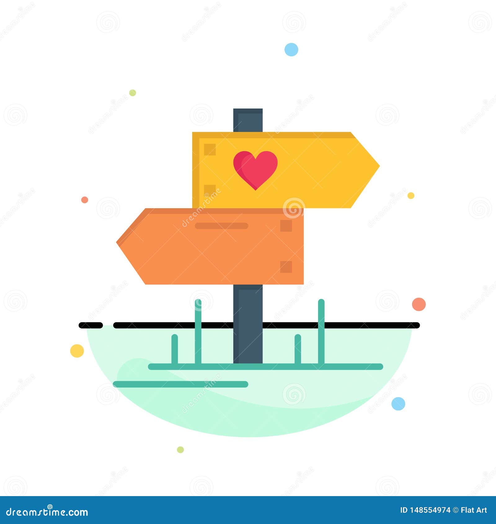Direction, Love, Heart, Wedding Abstract Flat Color Icon Template Stock ...