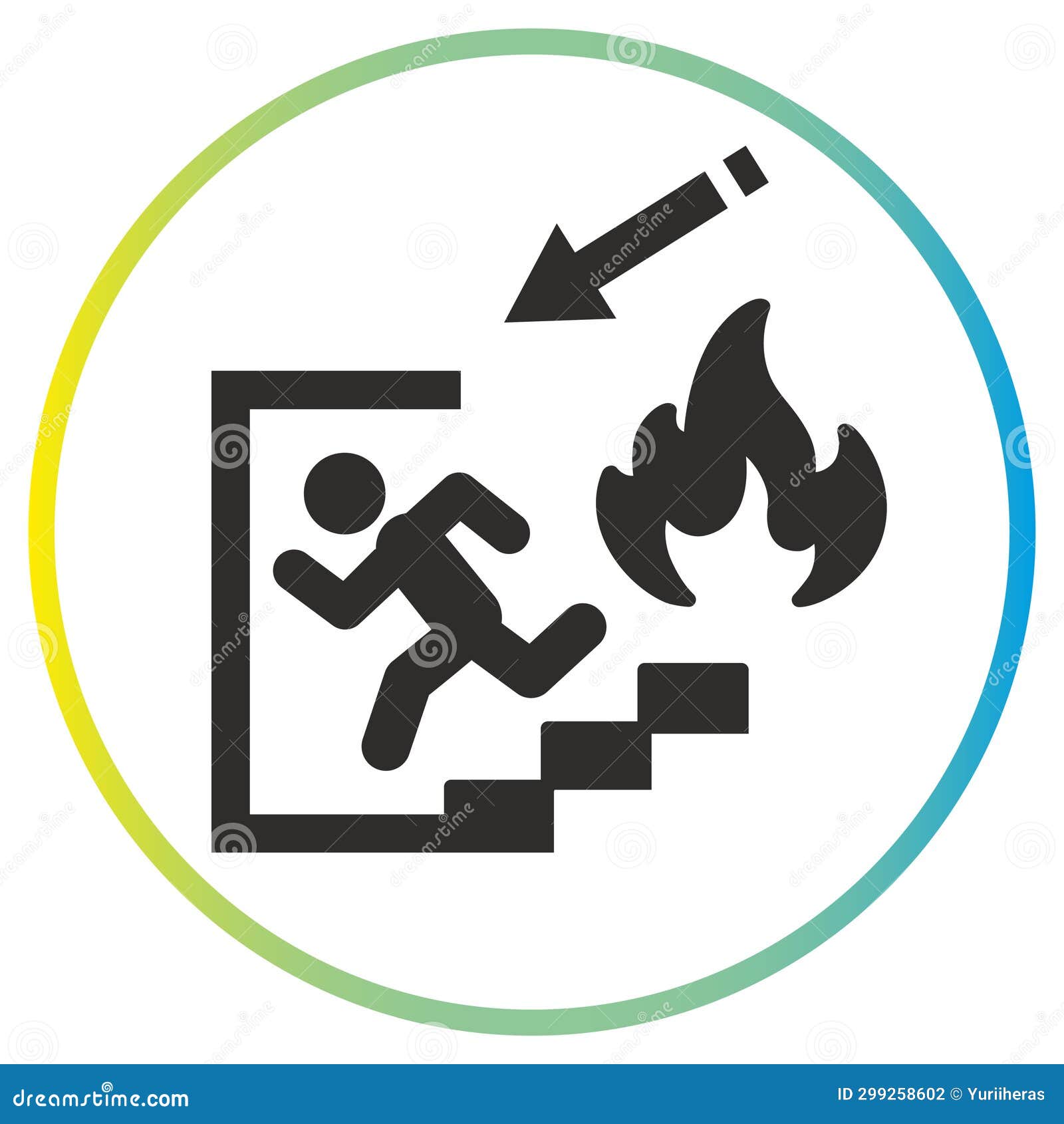 Direction of Movement in Case of Fire Icon Stock Vector - Illustration ...