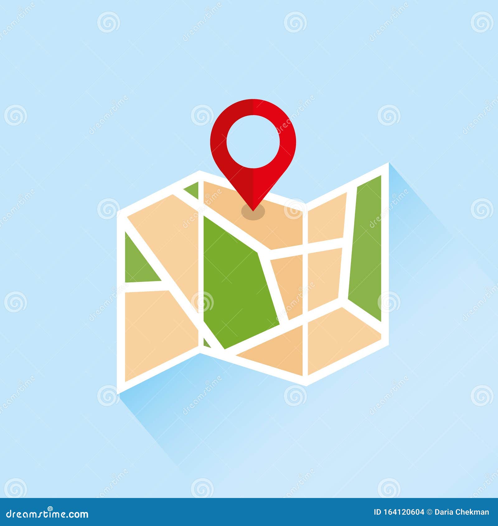 Direction of Movement on the Map, Pointer Icon, Flat Map with Shadow ...