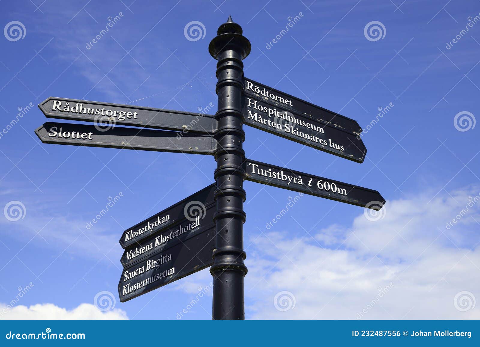 Direction Pole in Vadstena, Sweden Stock Photo - Image of decisions ...