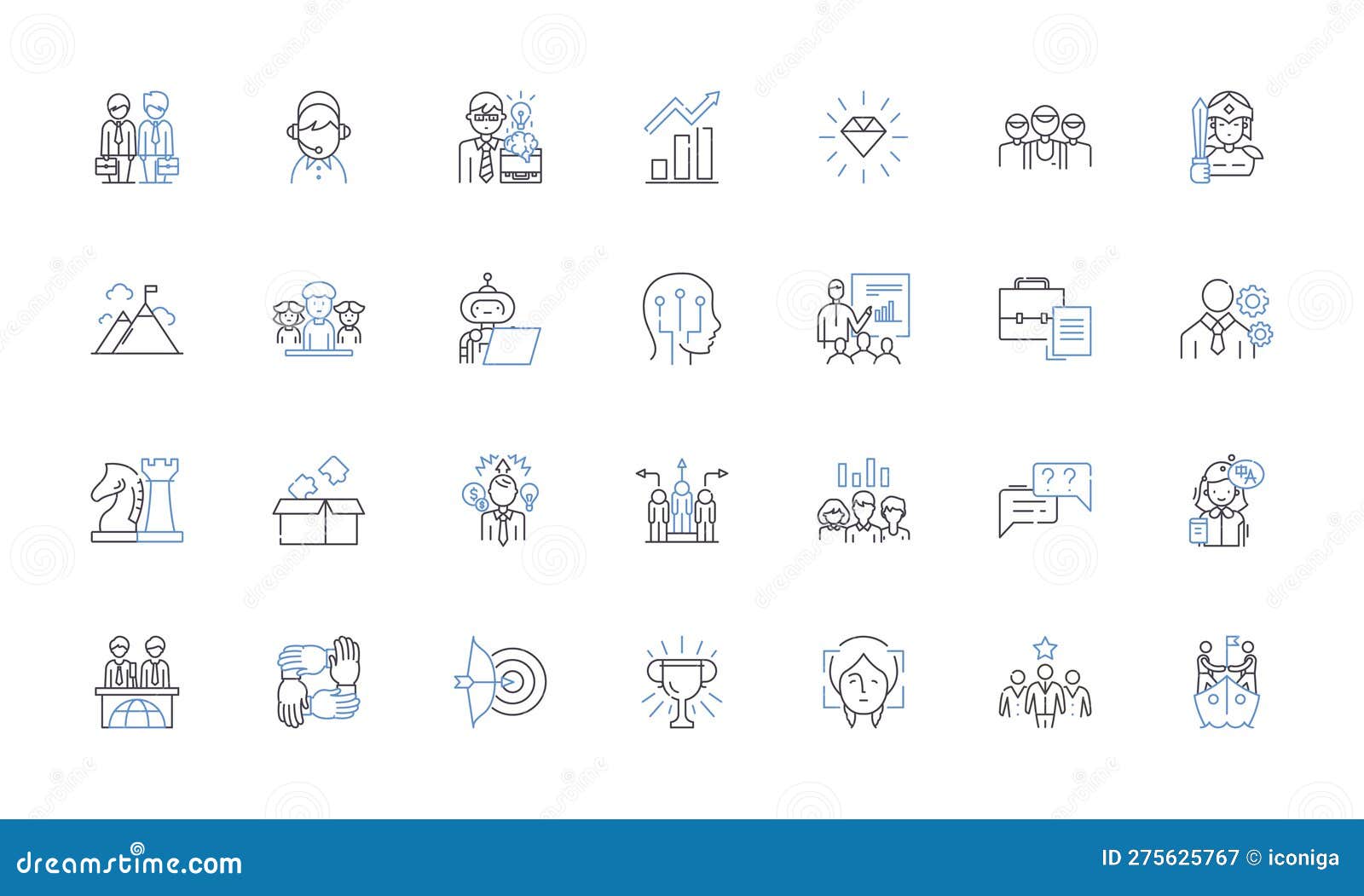 Direction-setting Line Icons Collection. Strategy, Vision, Goals ...