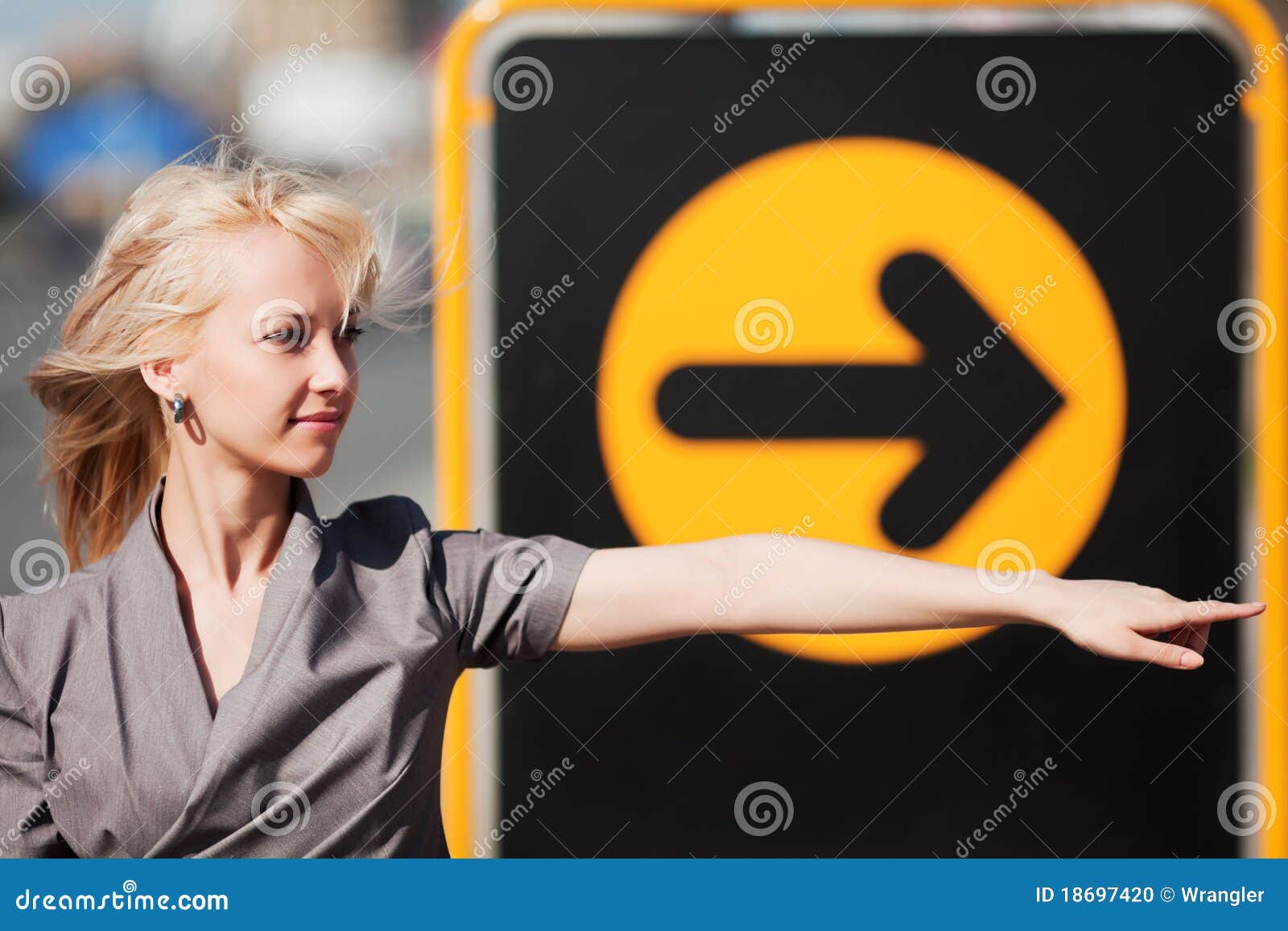 Young Business Woman Pointing a Direction Stock Photo - Image of model ...