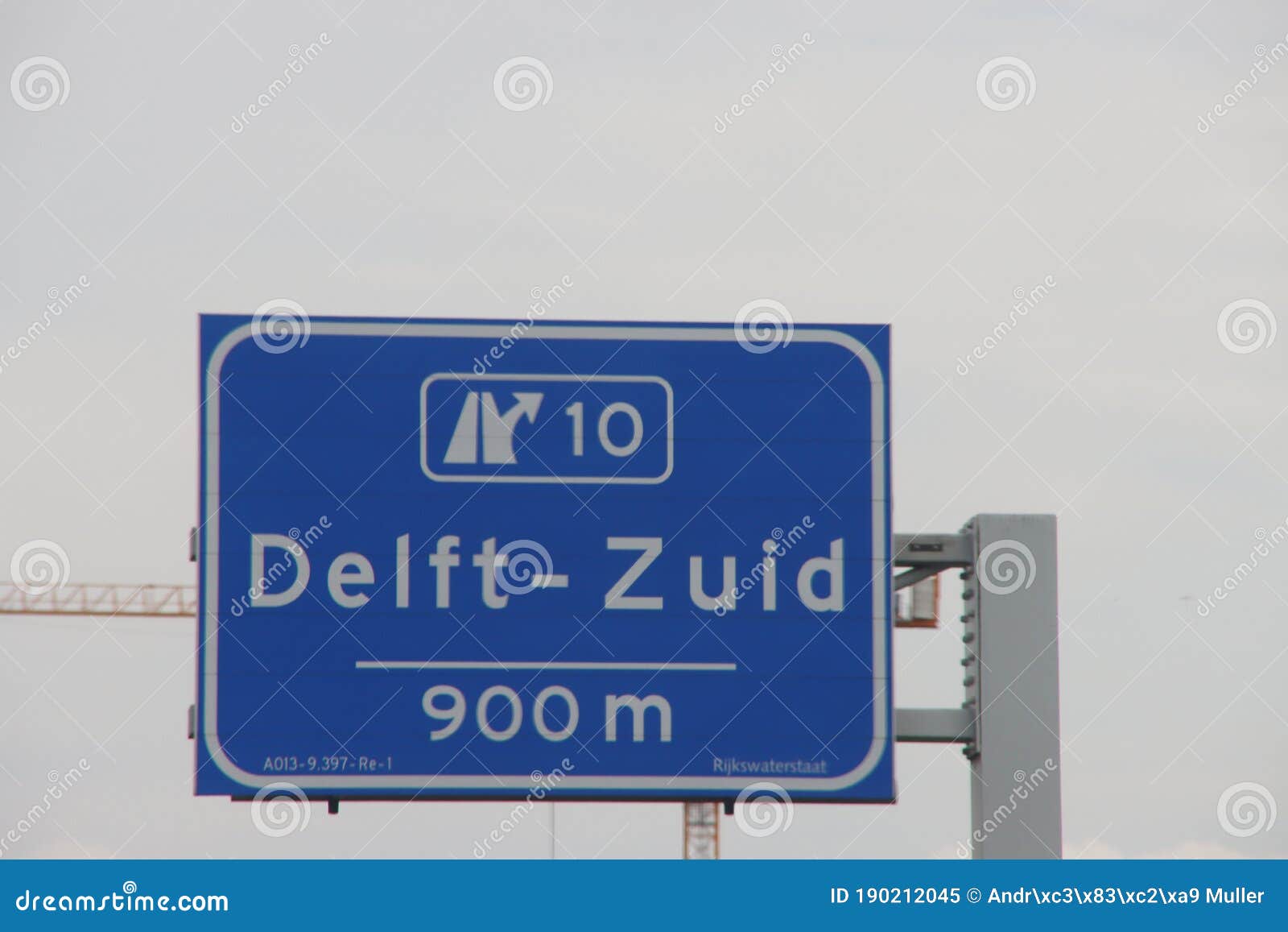 Direction Sign in Blue and White Heading Delft Zuid on Motorway A13 ...