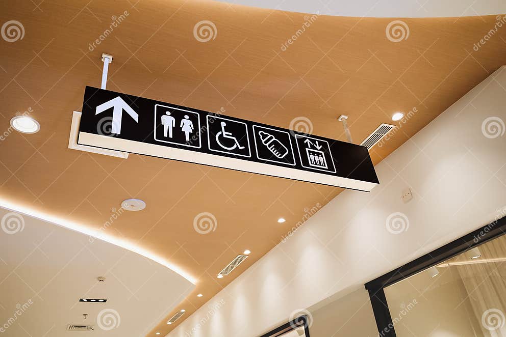 Directions Signboard Hanging on the Ceiling of a Mall Stock ...