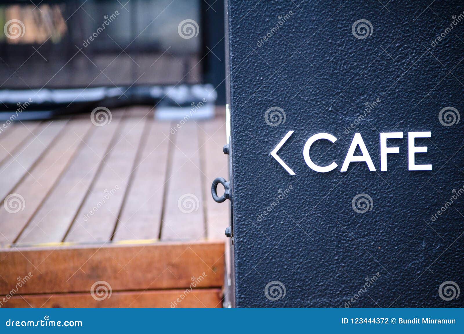 Direction Sign for Cafe on the Black Wall. Stock Photo - Image of road ...