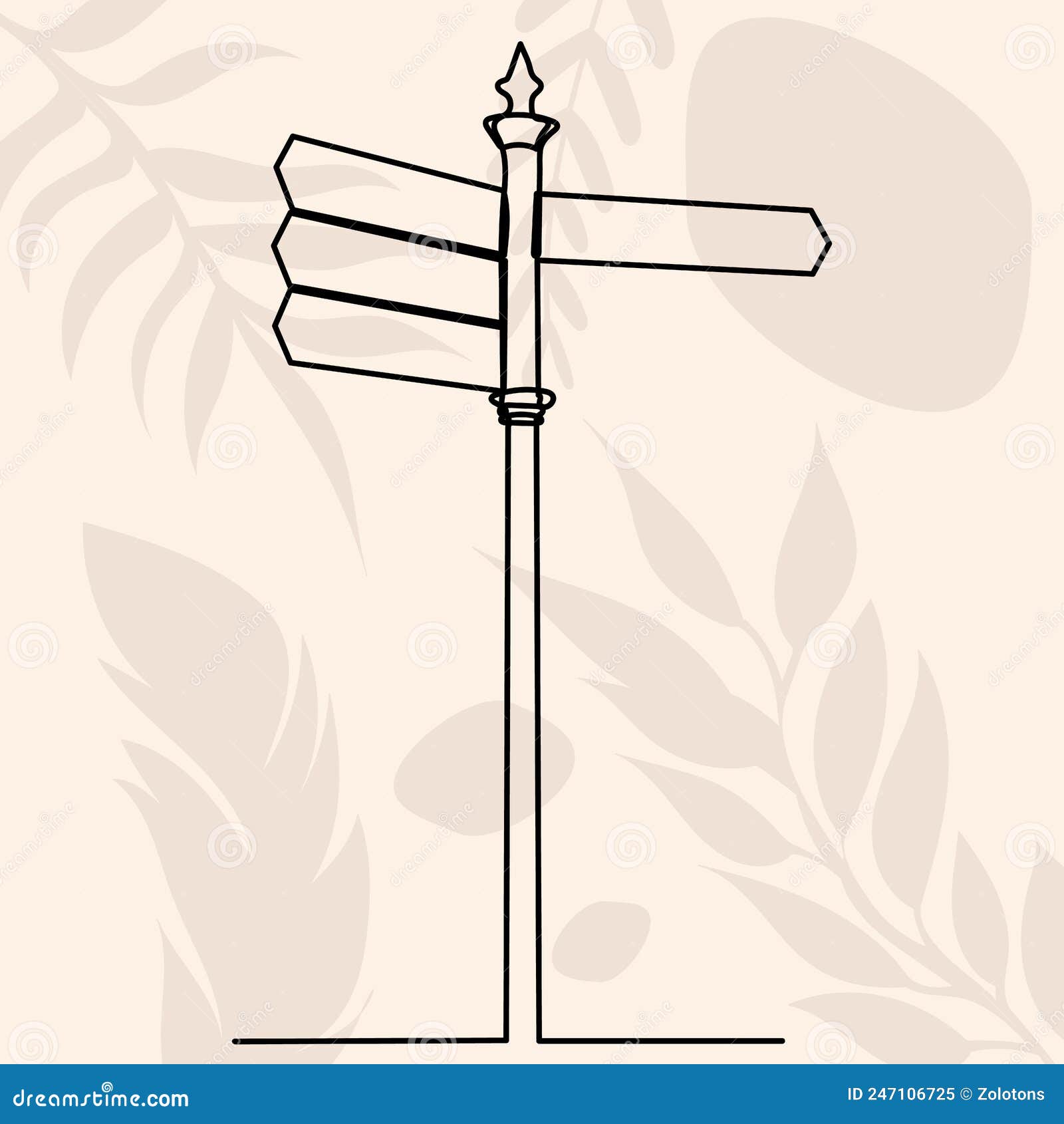 Direction Sign Drawing in One Continuous Line Stock Vector ...