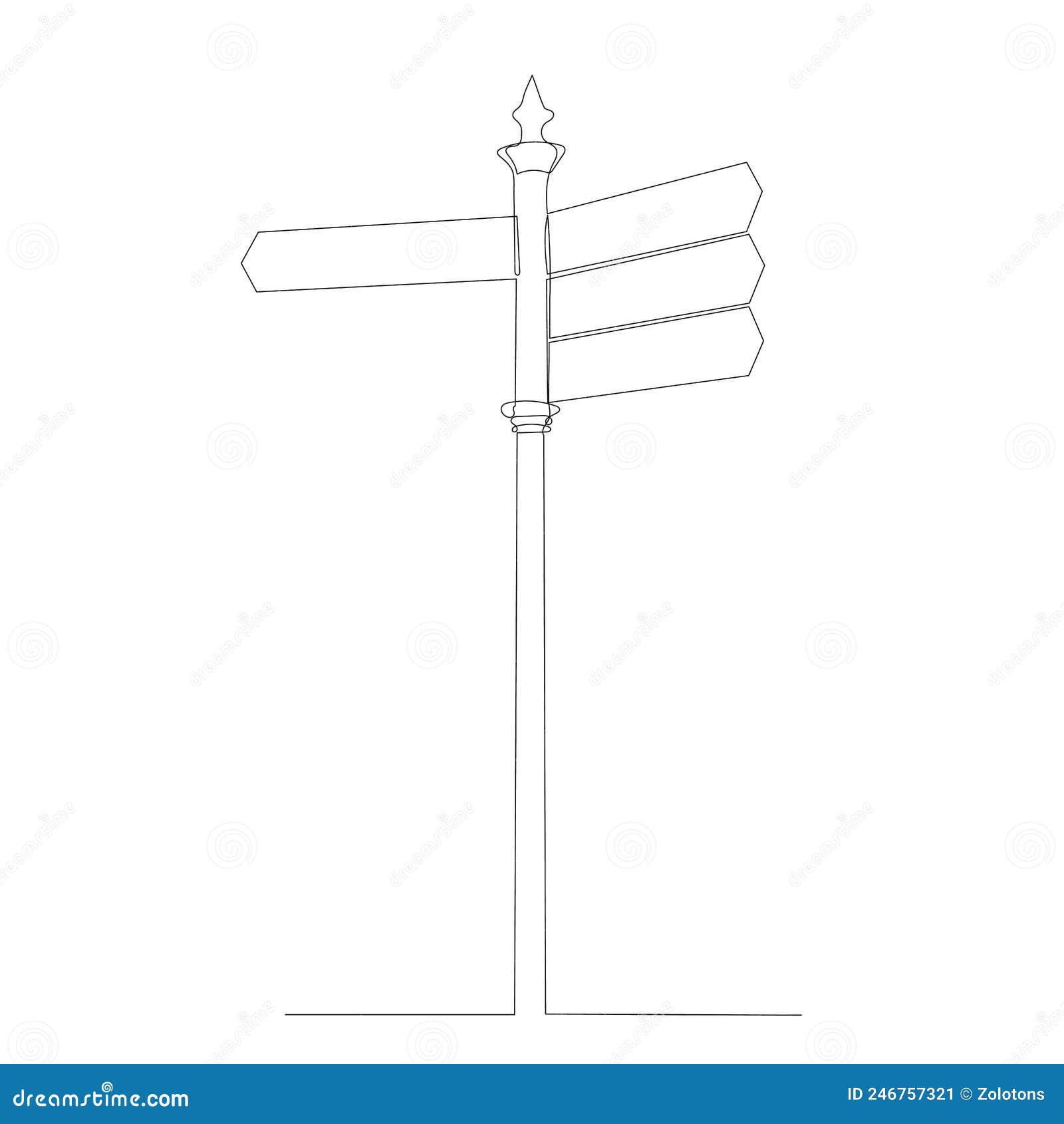 Direction Sign Drawing by One Continuous Line Stock Vector ...