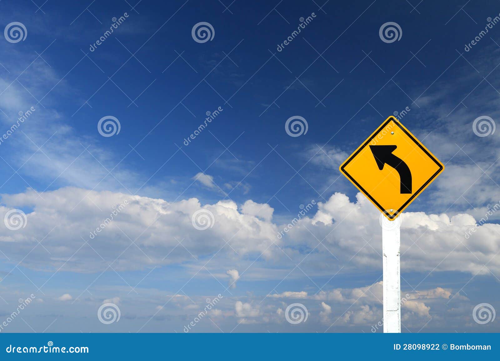 Direction Sign- Left Turn Warning Sign Stock Photo - Image of curve ...