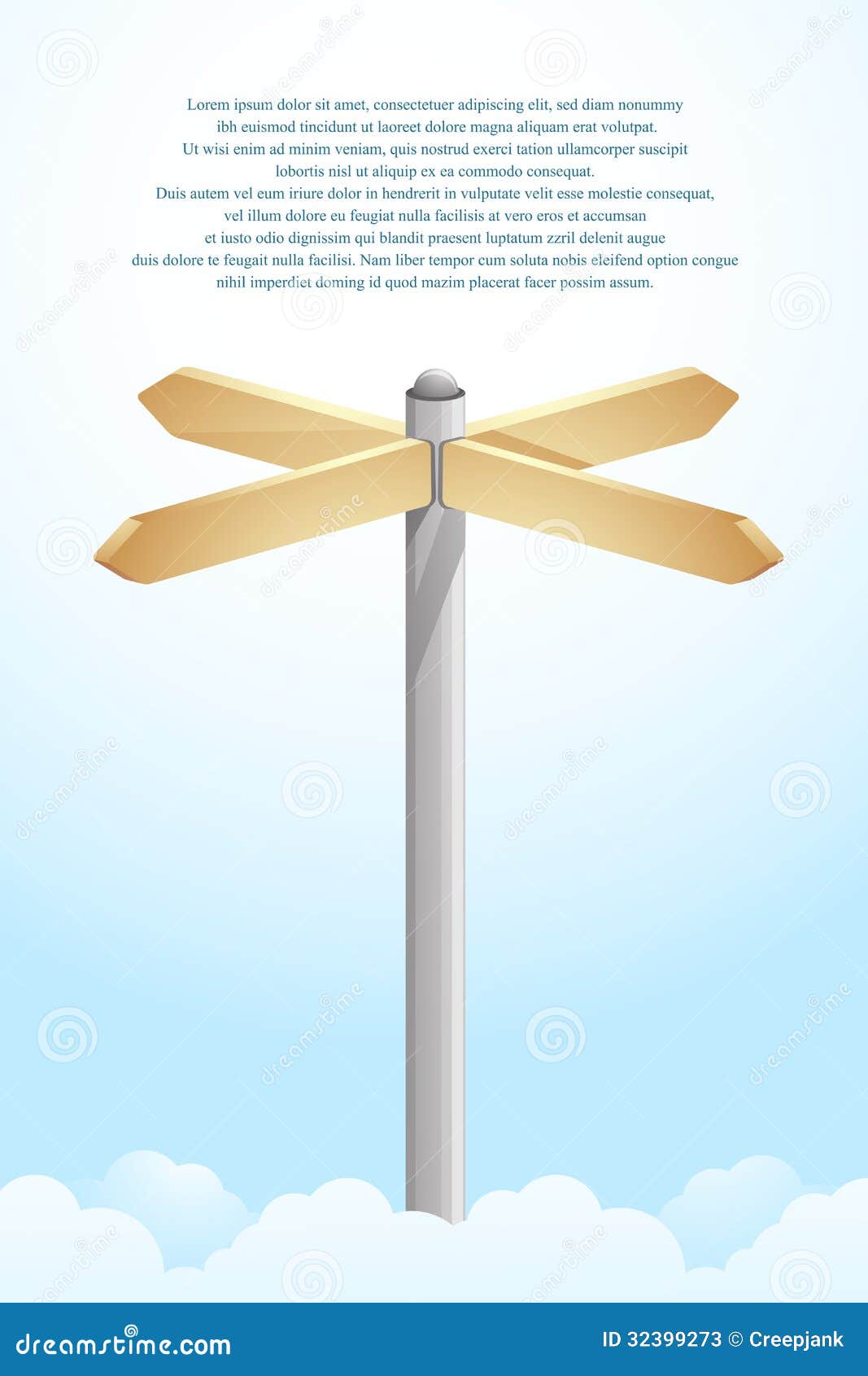 Direction sign in the sky stock illustration. Illustration of direction ...