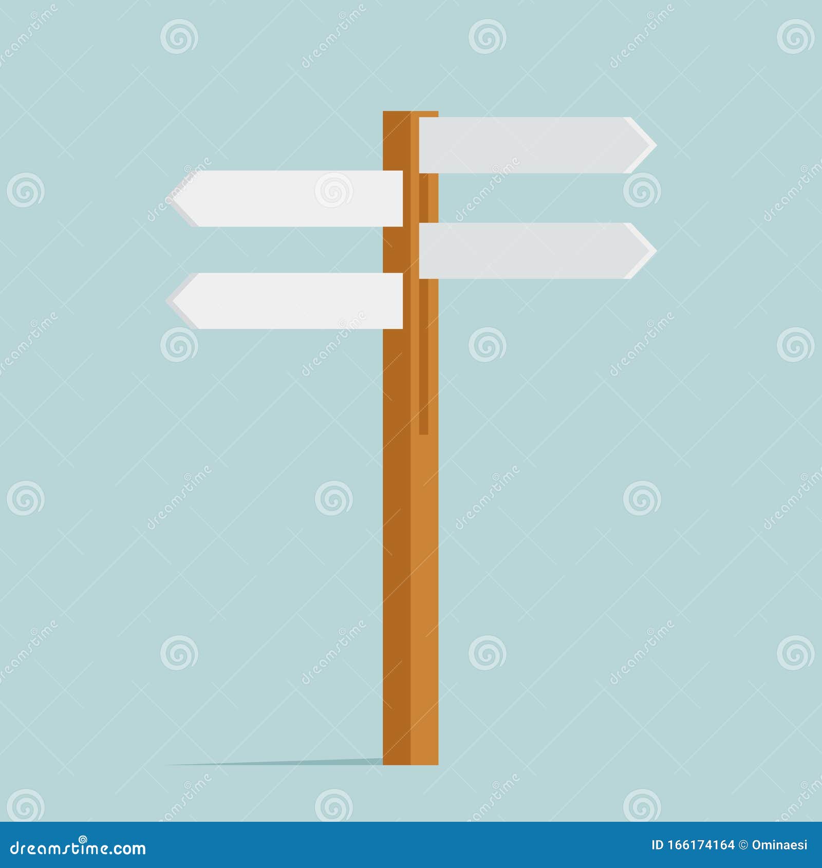 Direction Sign Street Decoration Object Isolated on Blue Retro Flat ...