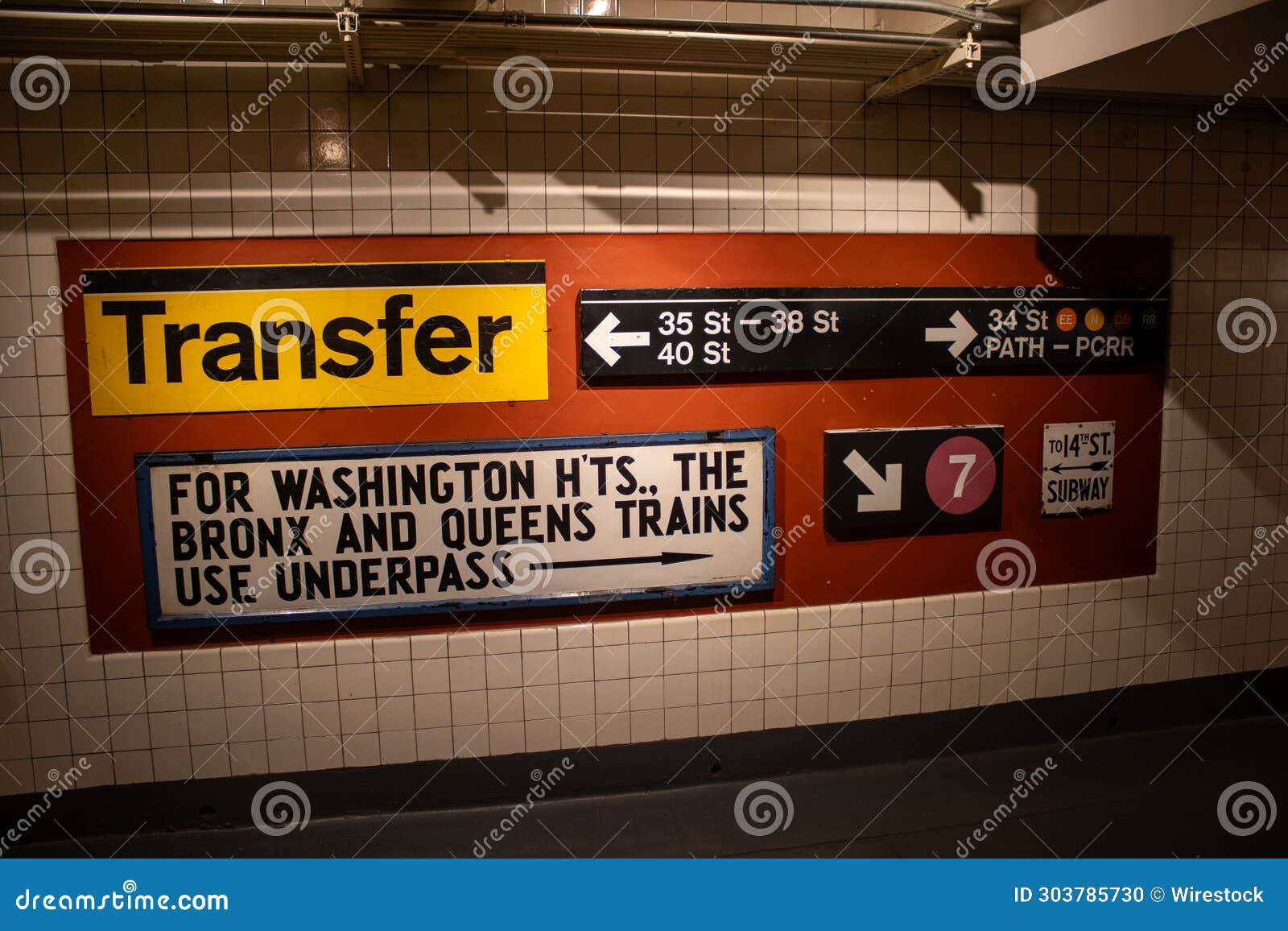 Direction Sign at an Underground Subway Station in New York Editorial ...
