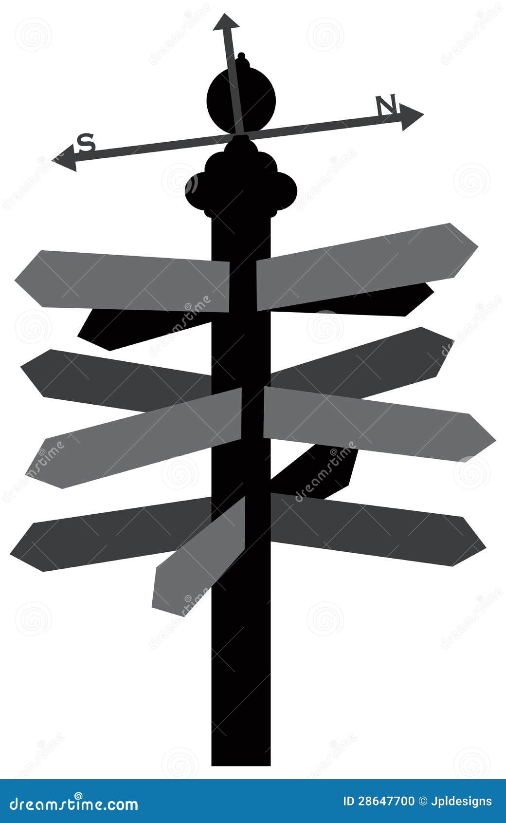 Direction Sign with Weather Vane Illustration Stock Vector ...