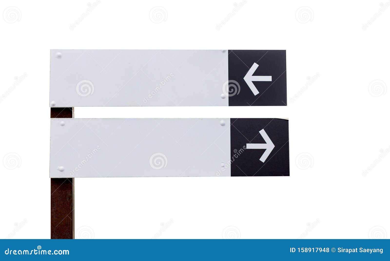 Direction Sign on White Background Stock Photo - Image of right, pole ...