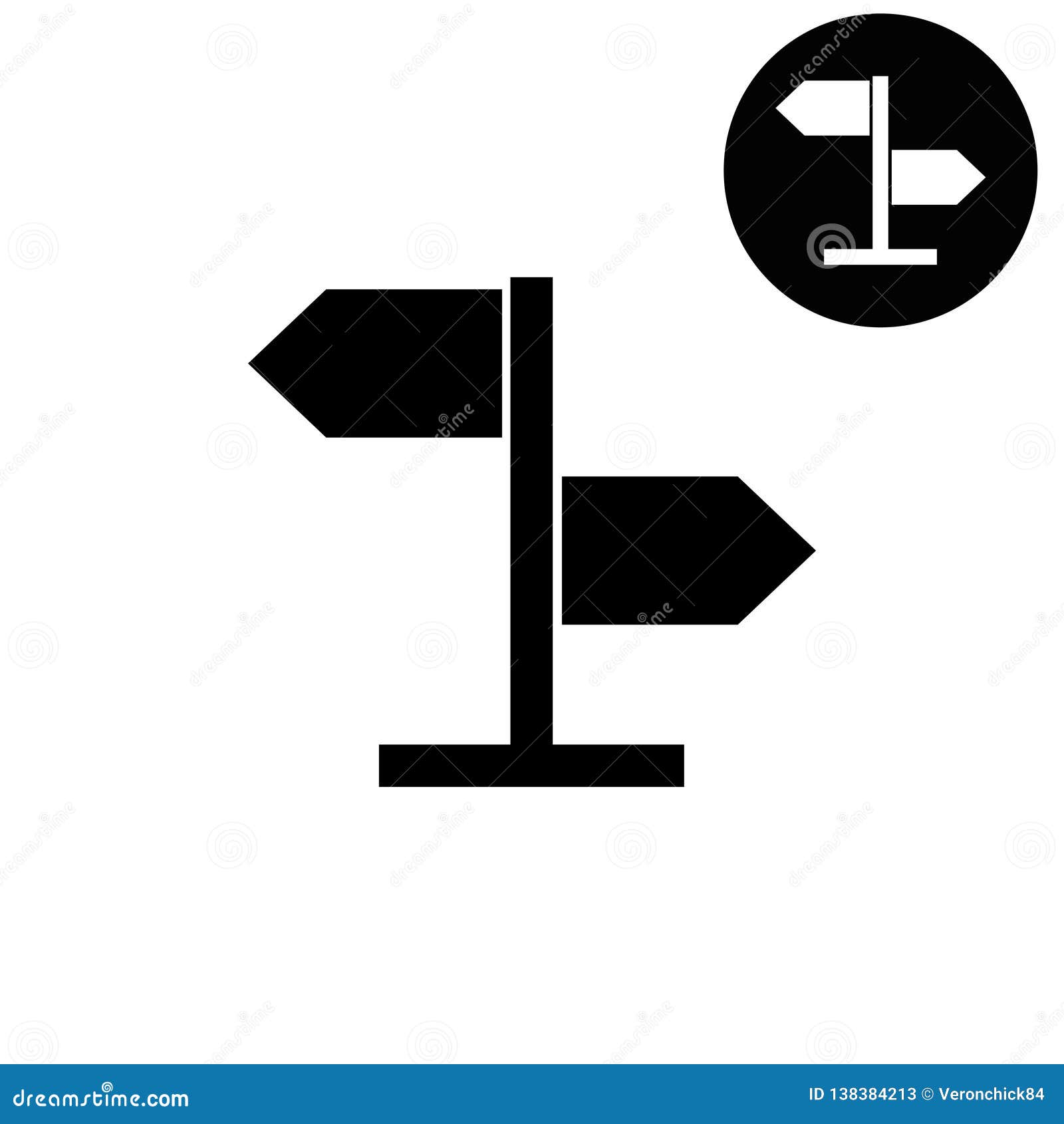 Direction Sign - White Vector Icon Stock Vector - Illustration of ...