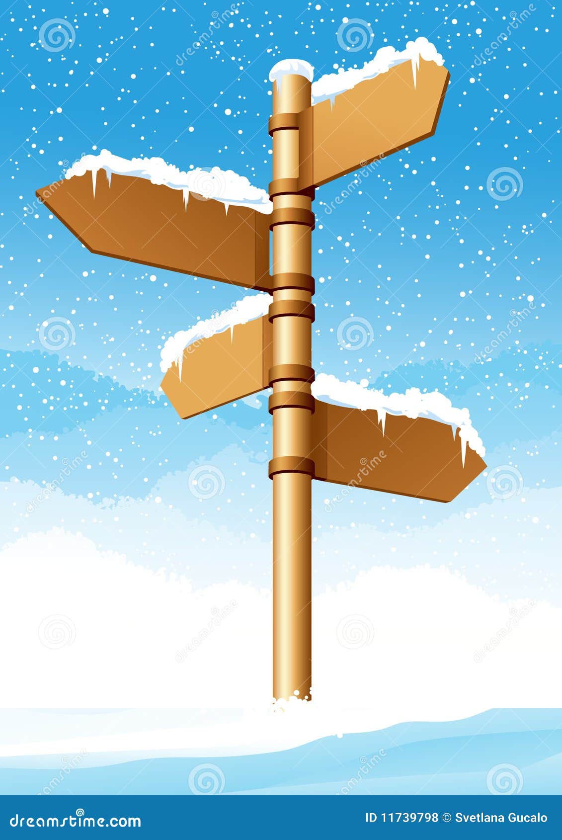 Direction Sign in Winter Forest Stock Vector - Illustration of ...