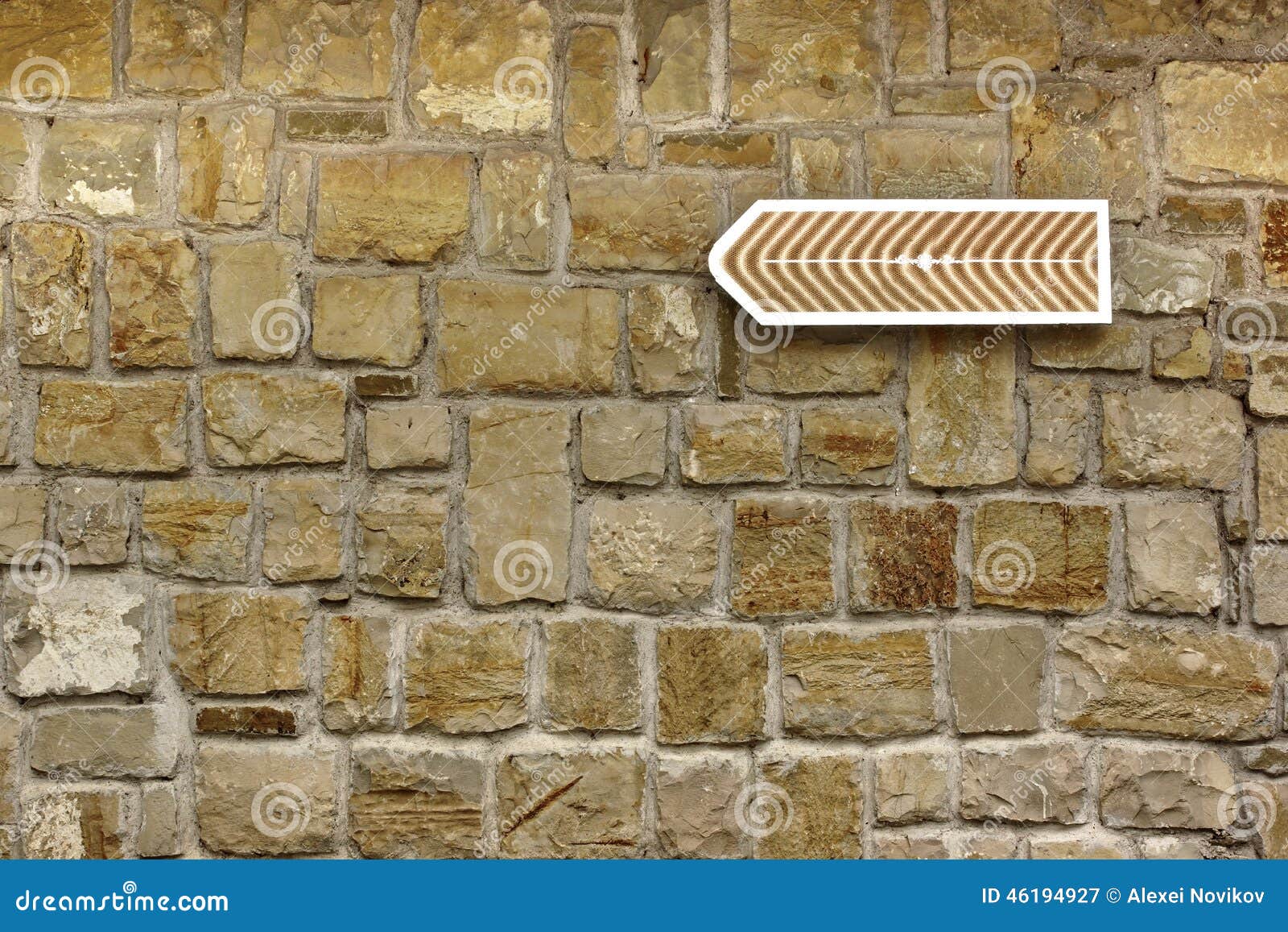 Direction Signboard on the Old Stone Wall Stock Image - Image of blank ...