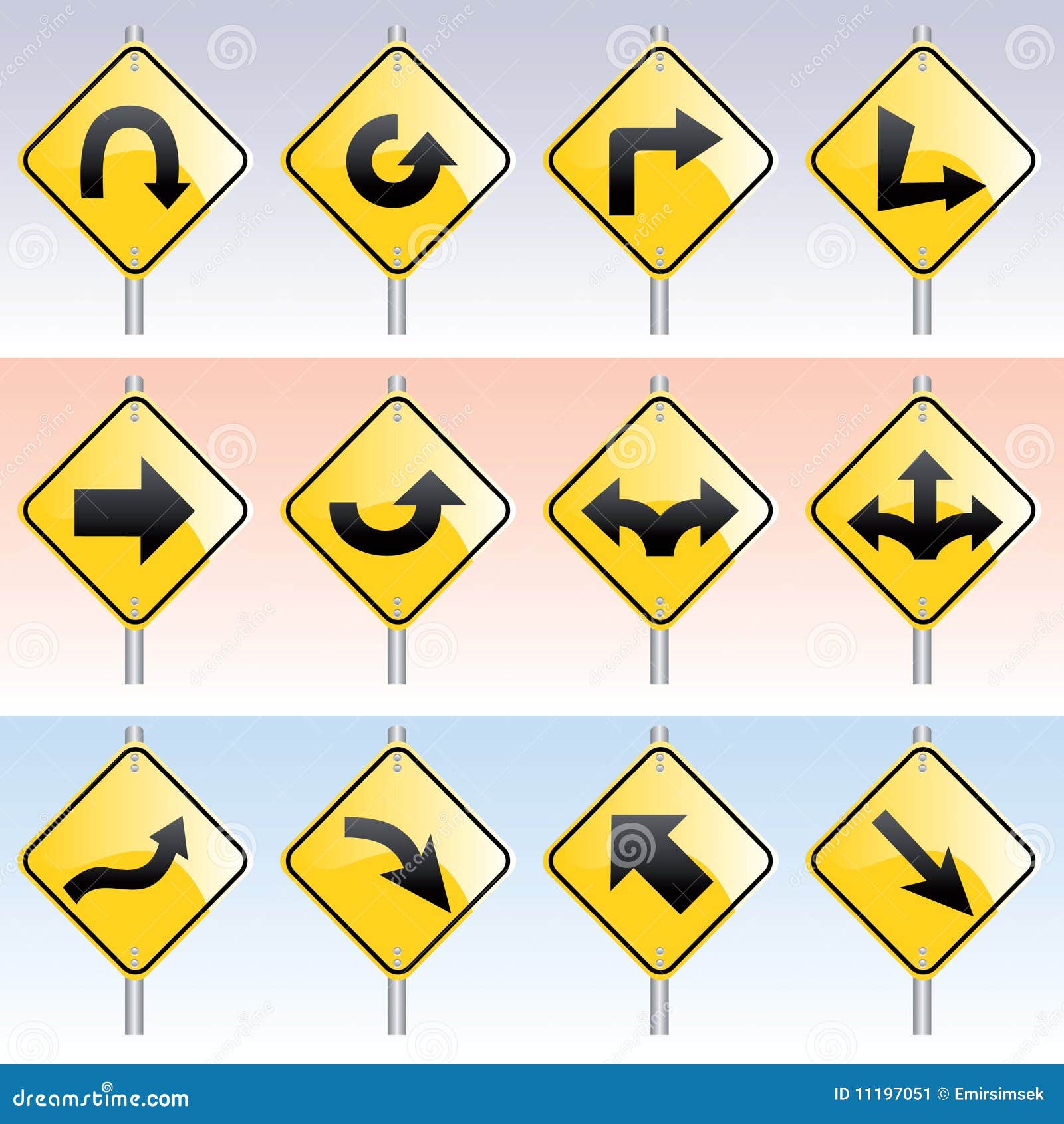 Direction Signs stock vector. Illustration of slippery - 11197051