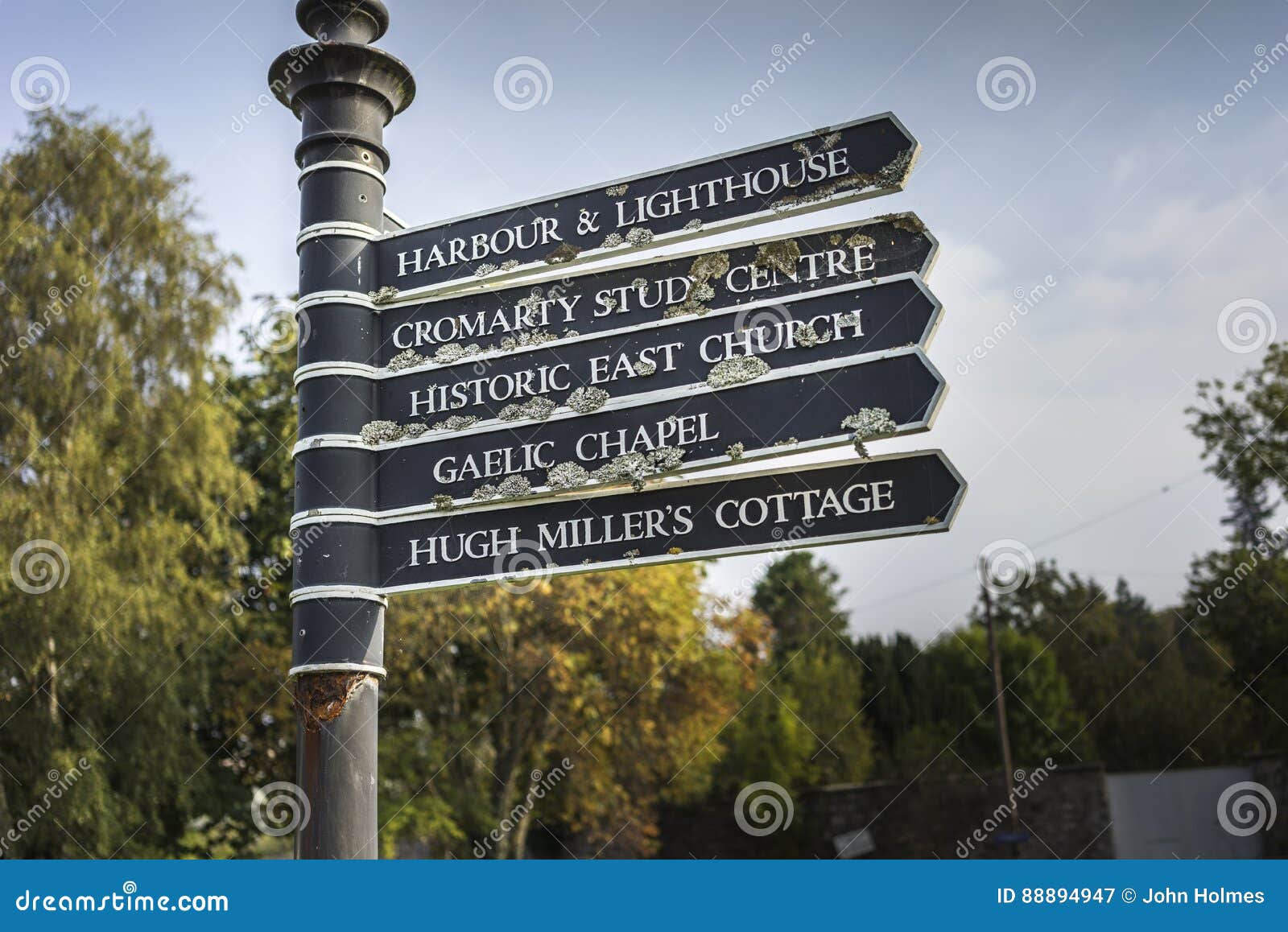 Direction Signs at Cromarty in Scotland. Stock Image - Image of britain ...