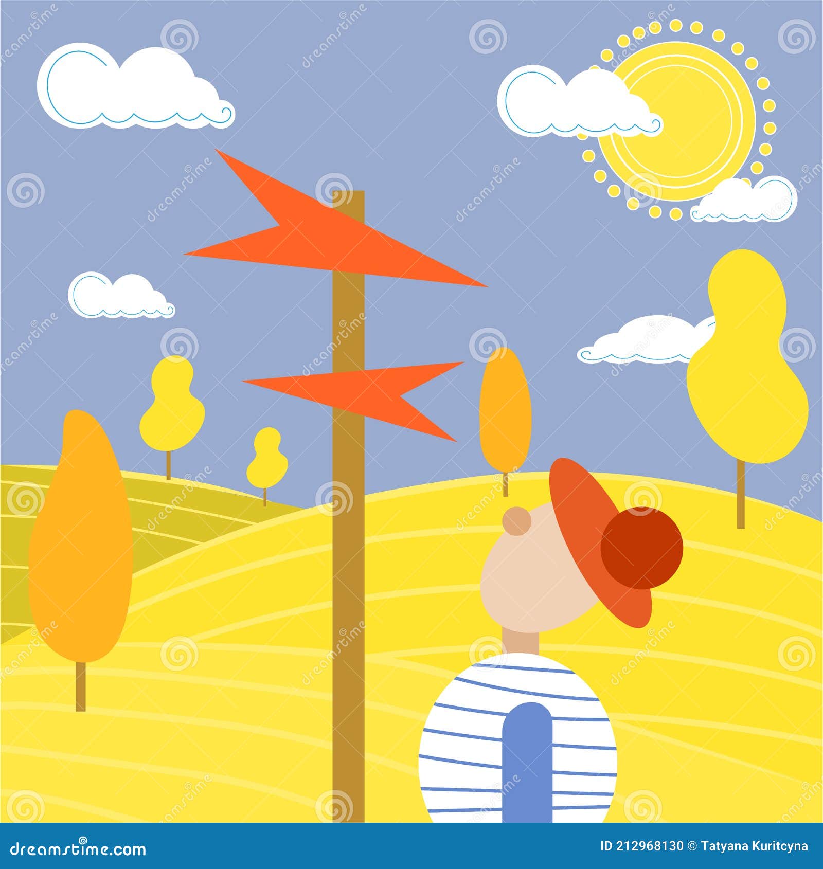 Direction Signs in the Field Stock Vector - Illustration of stylish ...