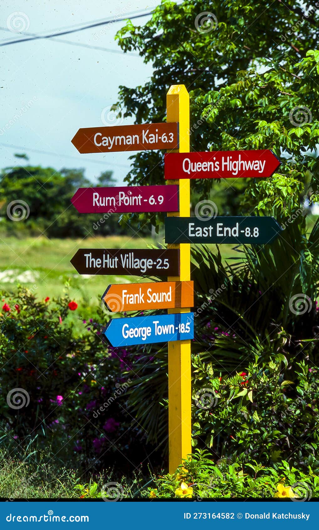 Direction Signs Grand Cayman Islands Stock Photo - Image of signs ...