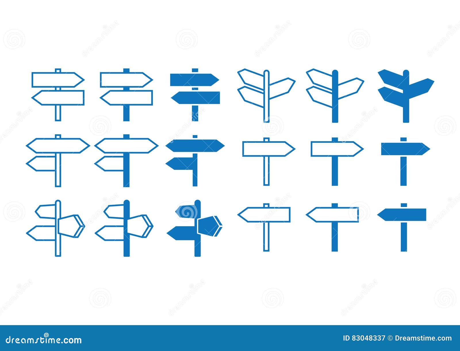 Direction signs icon set stock illustration. Illustration of navigation ...