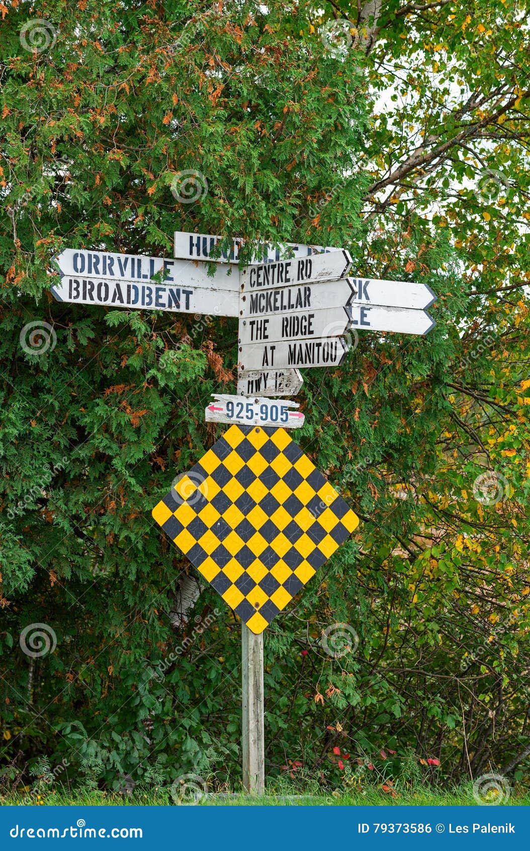 Direction Signs in Northern Ontario Stock Photo - Image of colorful ...