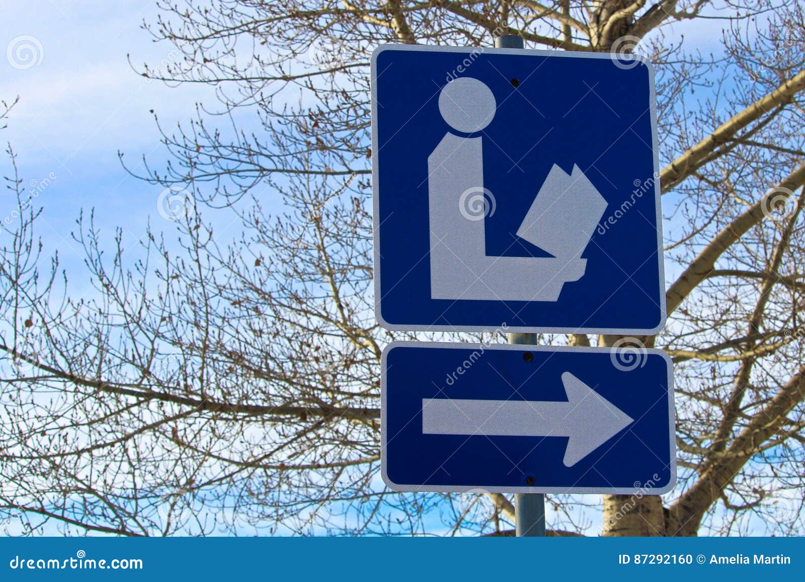 Direction To Library Sign with Tree in Background Stock Photo - Image ...