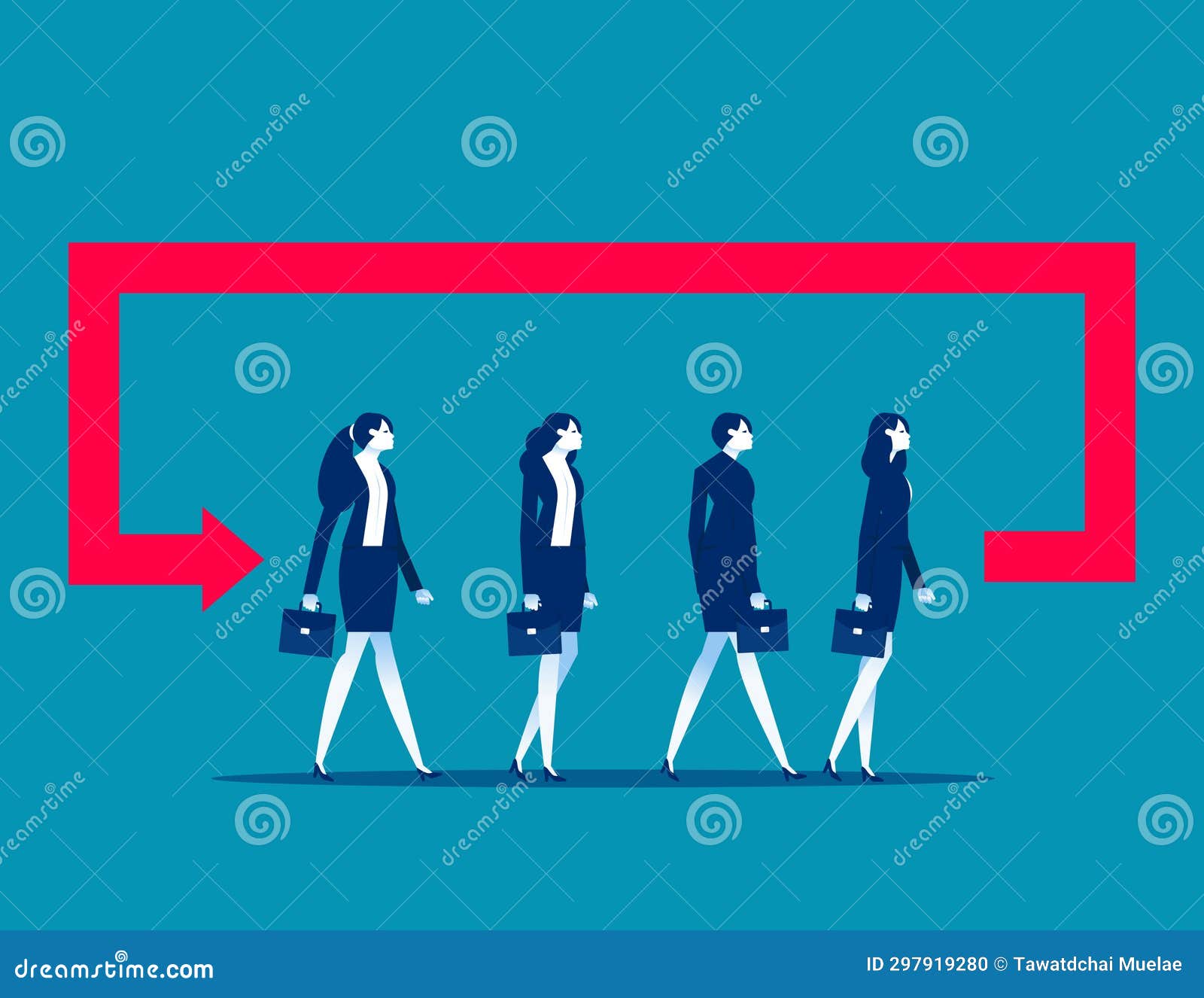 The Direction Turned Back. Business Vector Illustration Stock ...