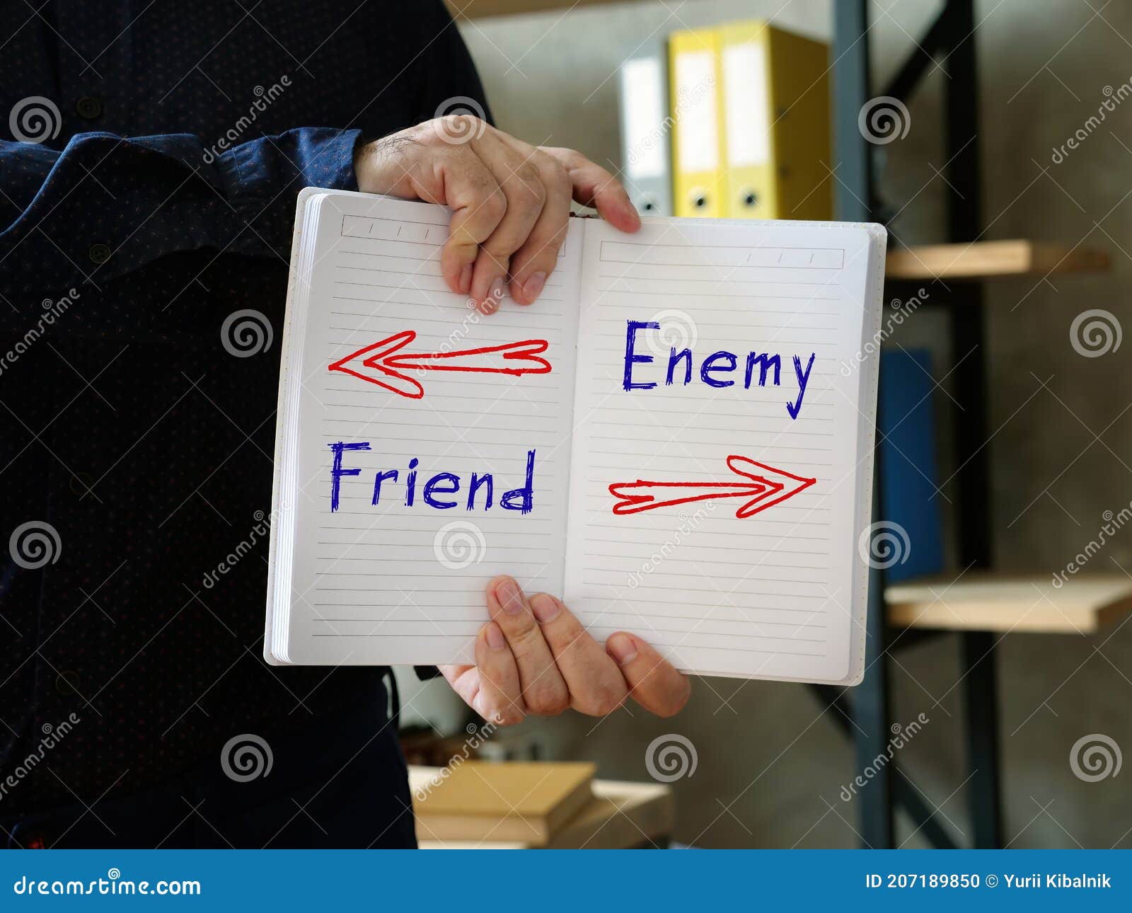 Direction Way To Friend Versus Enemy Contrast Concept Stock Photo ...