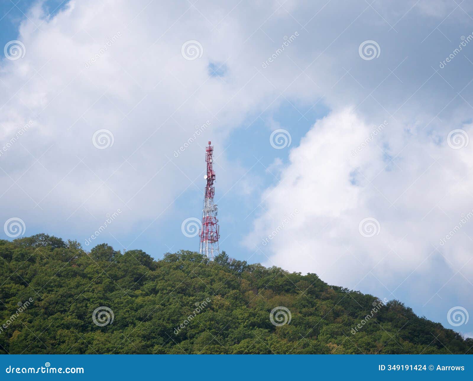 Directional Antenna Array on a Red and White Communication Tower ...