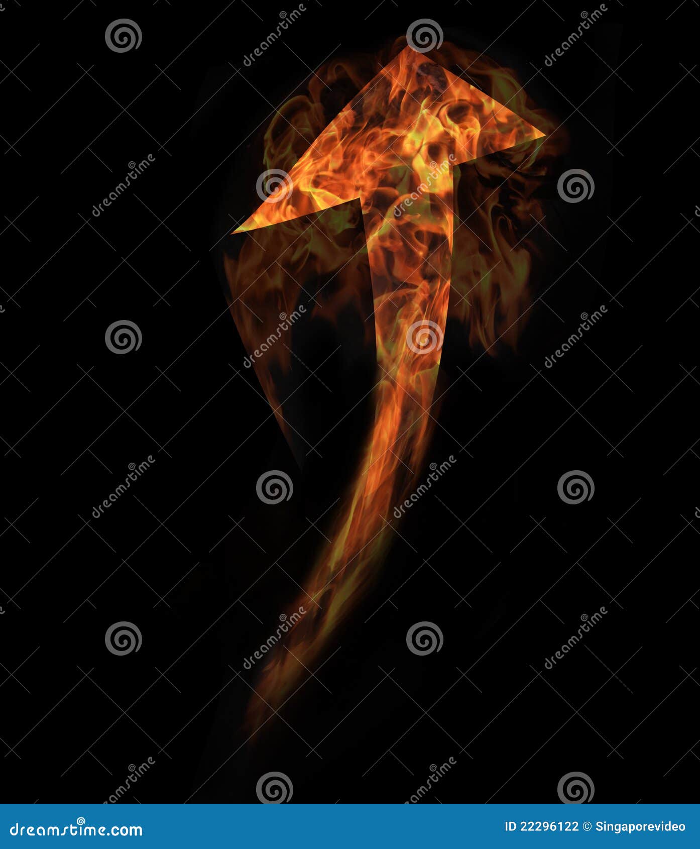 Directional Arrow in Flames Flying Upwards Stock Illustration ...