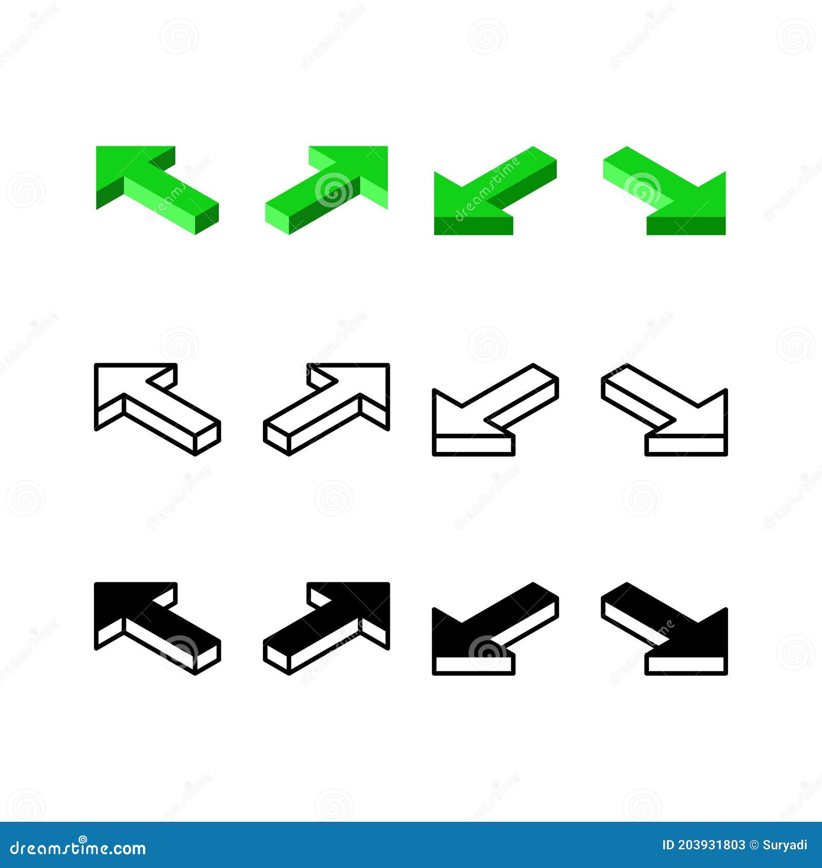 Directional Arrow Icon. with Isometric Style Stock Vector ...