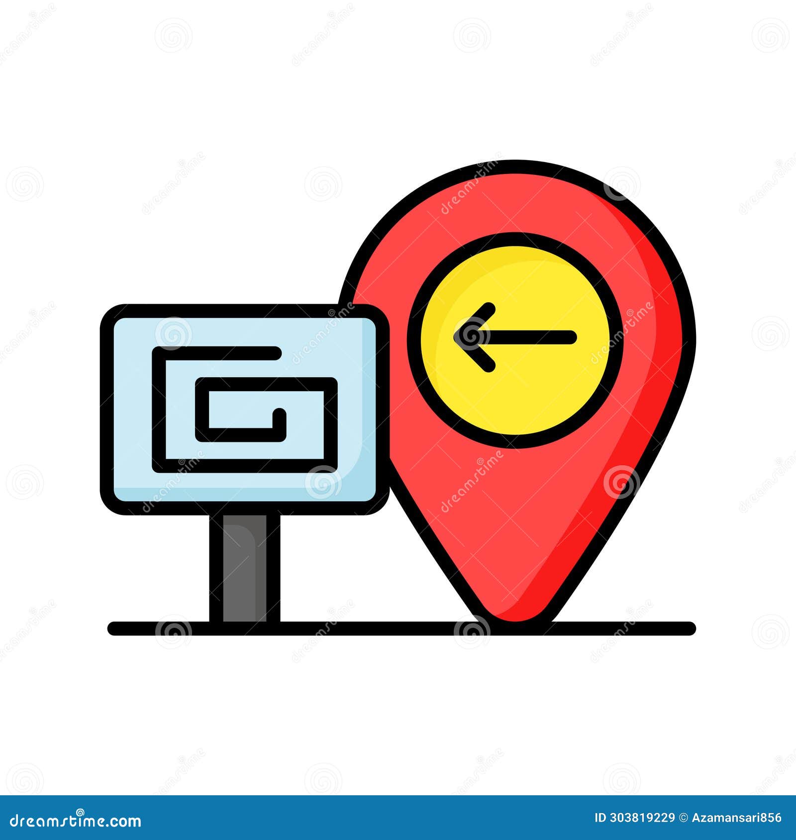 Directional Arrow Inside Map Pin with Signboard Showing Concept Icon of ...