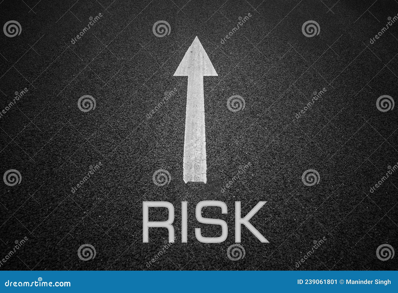 Risk arrow on pavement stock illustration. Illustration of crossroads ...