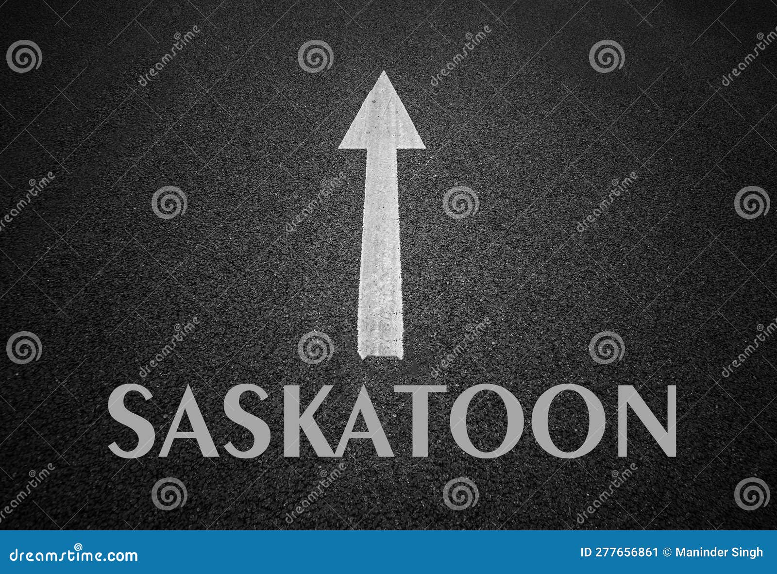 Saskatoon City Directional Arrow on Pavement Stock Image - Image of ...