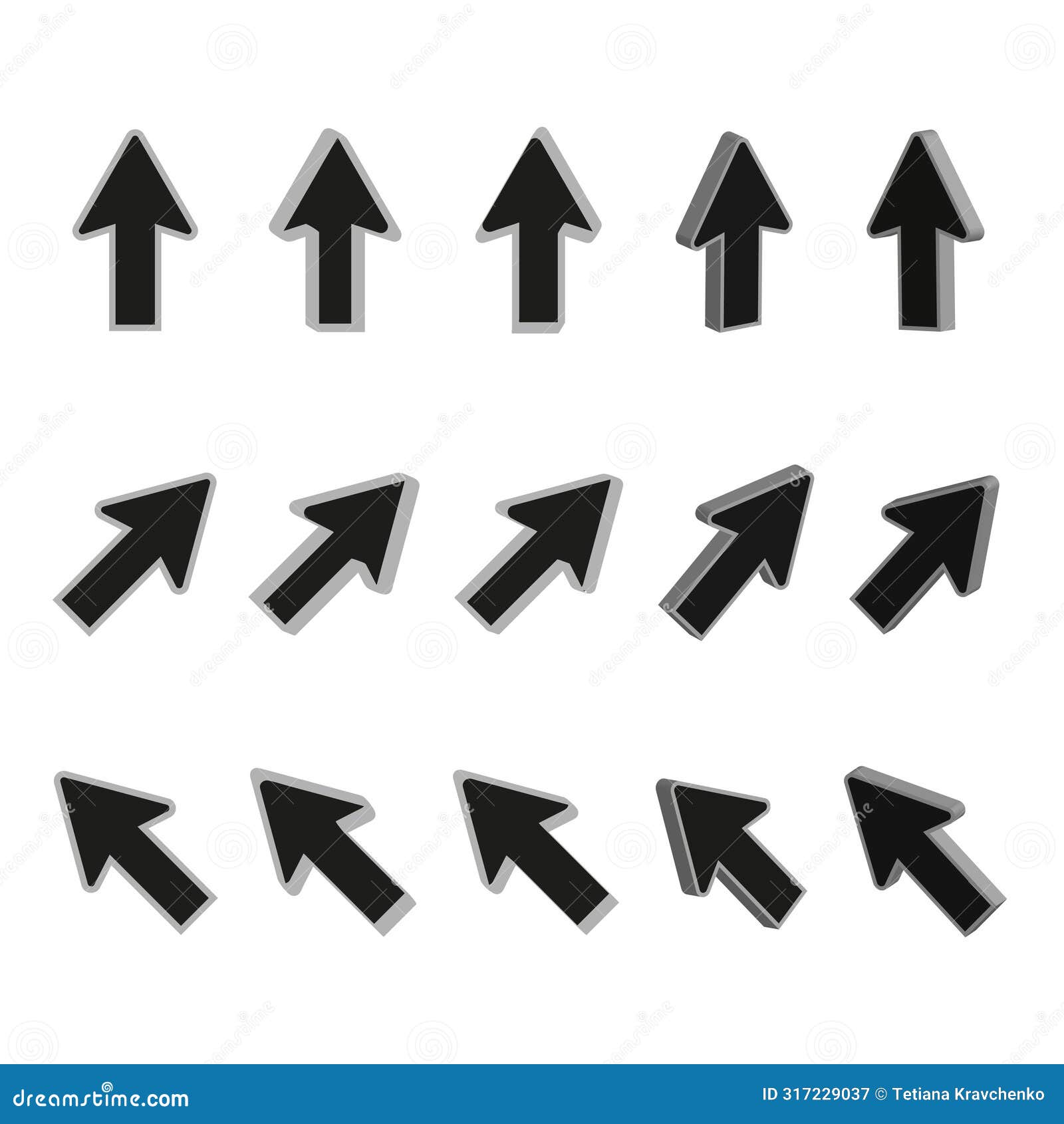 Directional Arrows Collection. 3D Pointer Vector Set. Navigation Icons ...