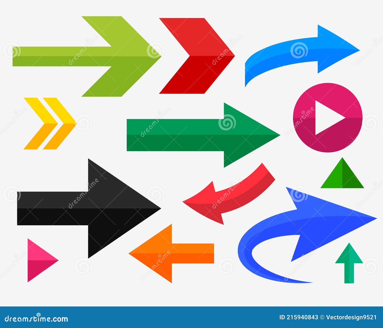 Directional Arrows Set in Many Colors and Shapes Stock Vector ...