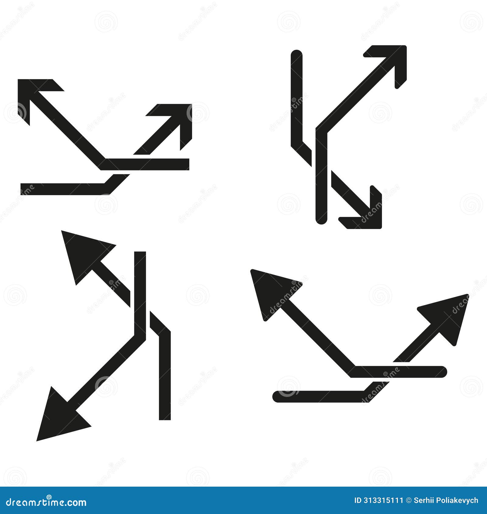 Directional Arrows Set. Pointing Signs. Abstract Indicators. Vector ...