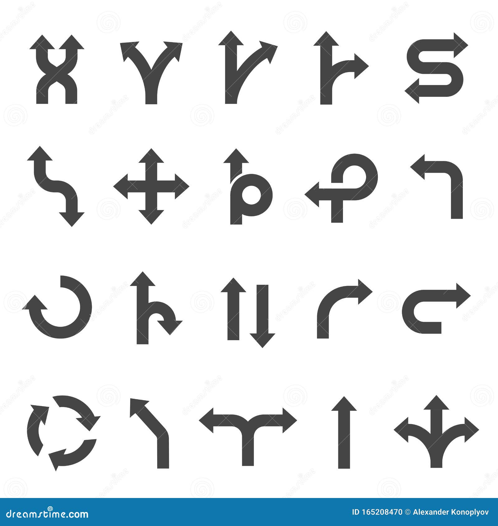 Directional Black Arrows Isolated Vector Illustrations Set Stock Vector ...